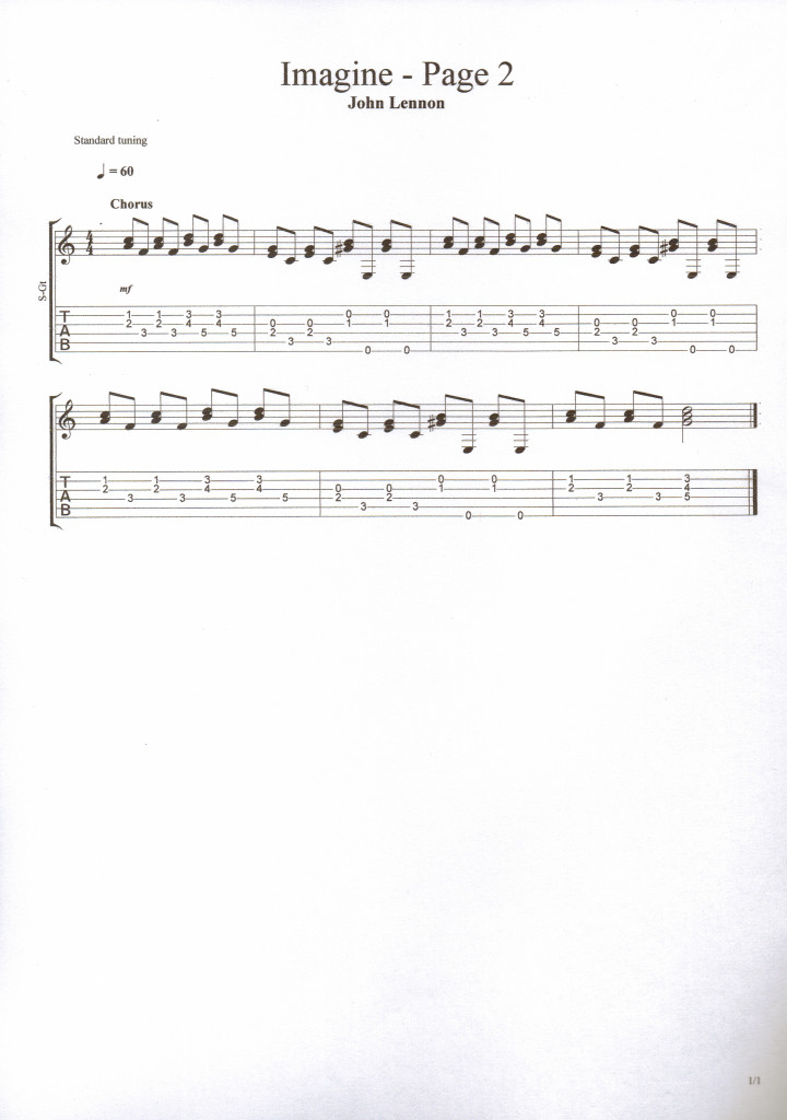 Imagine – Fingerstyle Guitar TAB – John Lennon - LearnGuitarInLondon ...